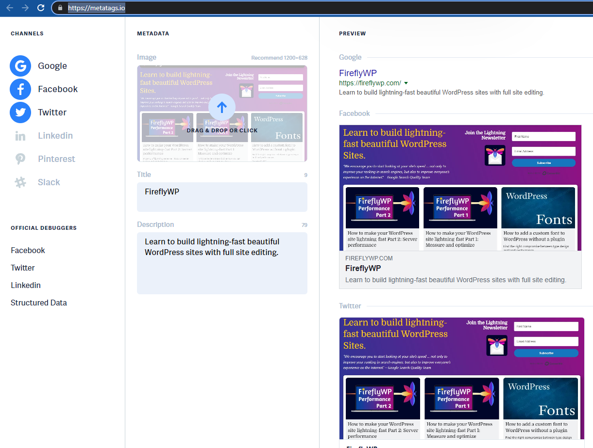 Create social link previews for your WordPress site - FireflyWP